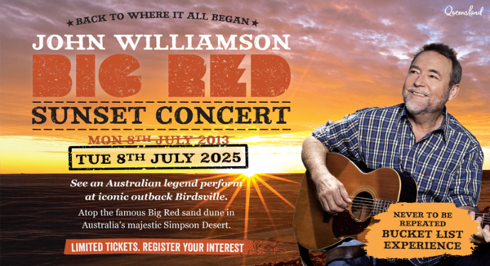 Announcing the John Williamson Big Red Sunset Concert - 4WD Industry News